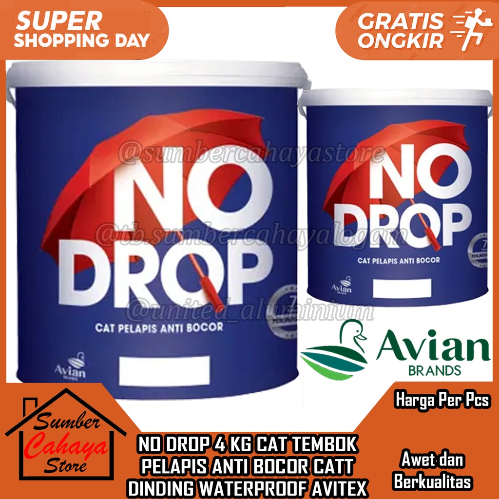 Jual NO DROP 4 KG CAT TEMBOK PELAPIS ANTI BOCOR CATT DINDING CET PLAPIS ...