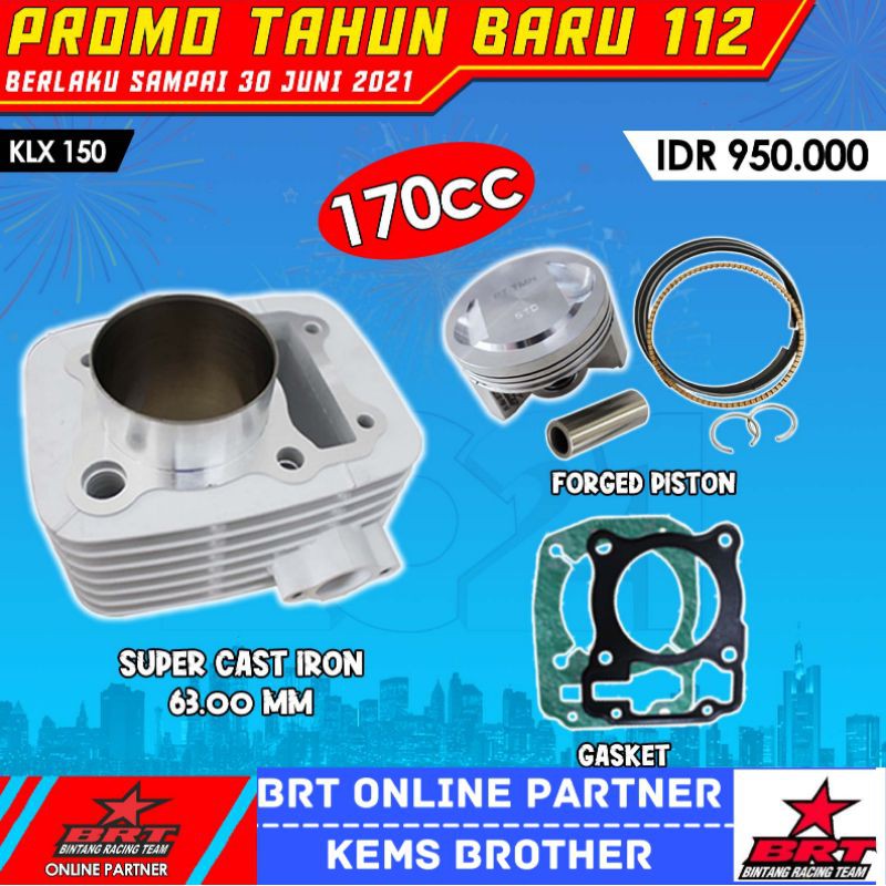 Jual BLOK BRT KLX CASTING IRON DAN PISTON FORGED 63MM ORIGINAL BRT ...
