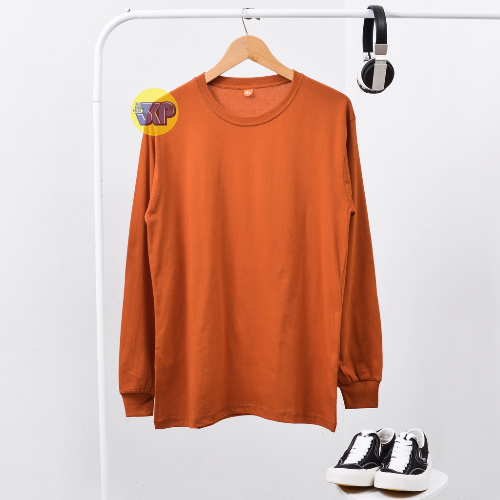 Jual BAJU KAOS POLOS TERAKOTA MERAH BATA LENGAN PANJANG COTTON COMBED ...