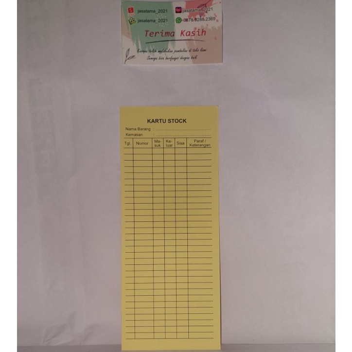 Jual Kartu Stok obat /barang 1 paket Berisi 100 Lembar Dengan Warna 5 ...
