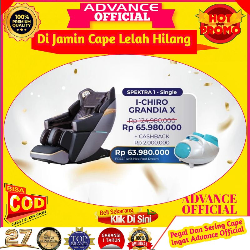 Jual ADVANCE Kursi Pijat Grandia X Alat Pijet Terbaru Pijit Terapi ...