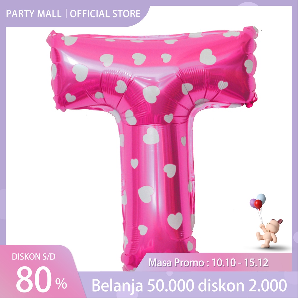 Jual Balon Foil Huruf Pink 16 Inch 40cm Abjad Alphabet A-Z Balon Foil Angka Pink 0-9 Pink(1pcs ...