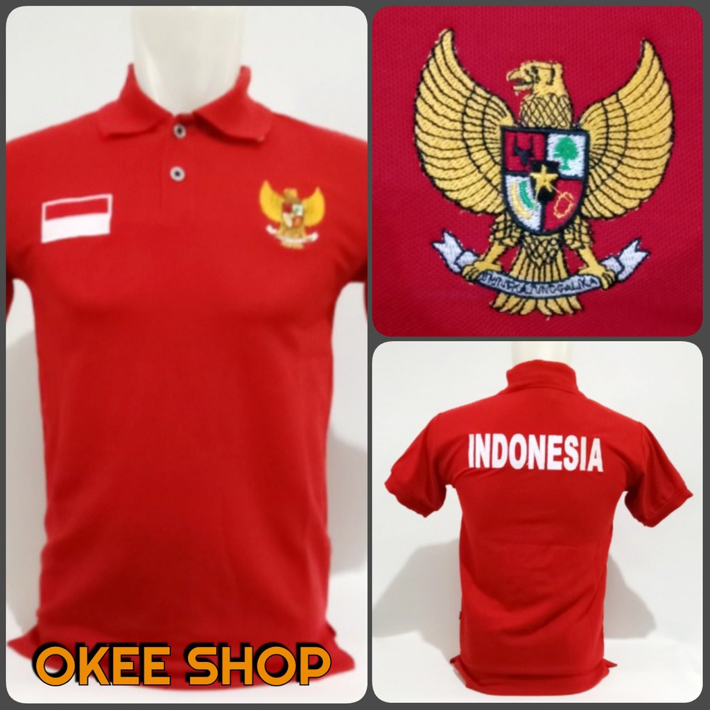 Jual Kaos Baju Kaos Kerah Shirt Garuda Indonesia Merah | Shopee Indonesia