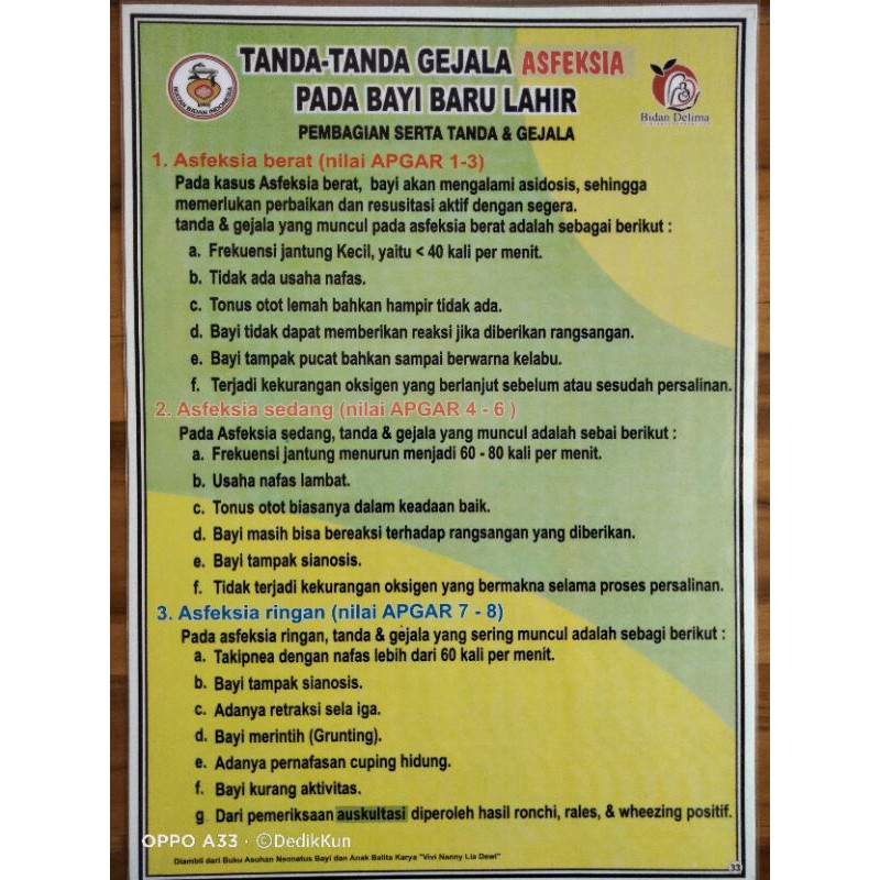 Jual (33) POSTER KESEHATAN TANDA GEJALA ASFIKSIA PADA BAYI BARU LAHIR ...