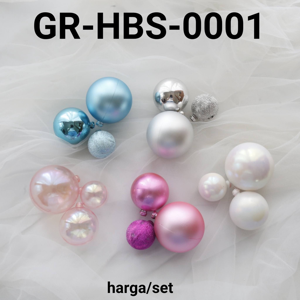 Jual GR-HBS-0001 Cake topper hiasan kue bola putih perak biru ungu ...