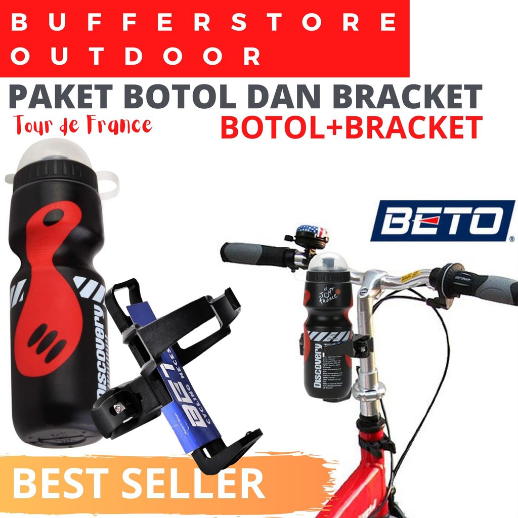 Jual paket botol minum dan tempat bidon holder bottle cage portable ...