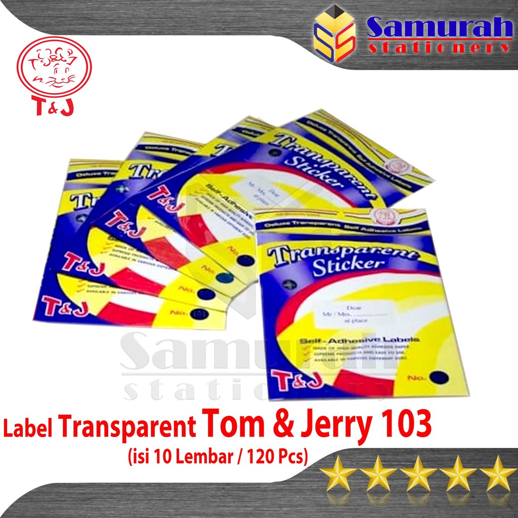 Jual Label Stiker Tom & Jerry No. 103 Transparent / Kertas Print TJ / Sticker Bening Nama ...