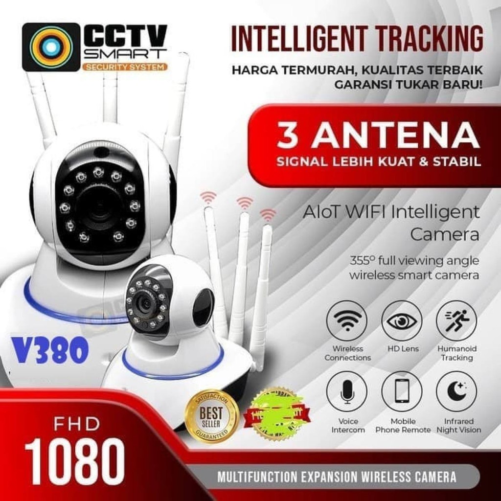 Jual IP Camera CCTV WIRELESS Wifi 3 Antena V380 - Ip Cam v380 - CCTV BLUETOOTH | Shopee Indonesia