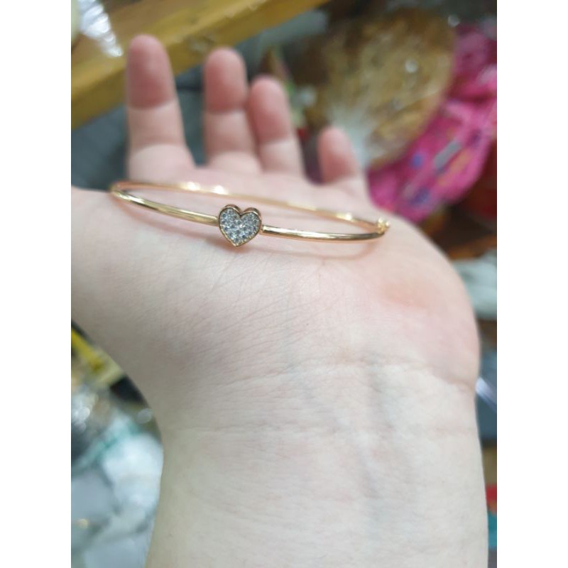 Jual Bangle gelang oval emas putih 375 mas asli love hati kotak ...