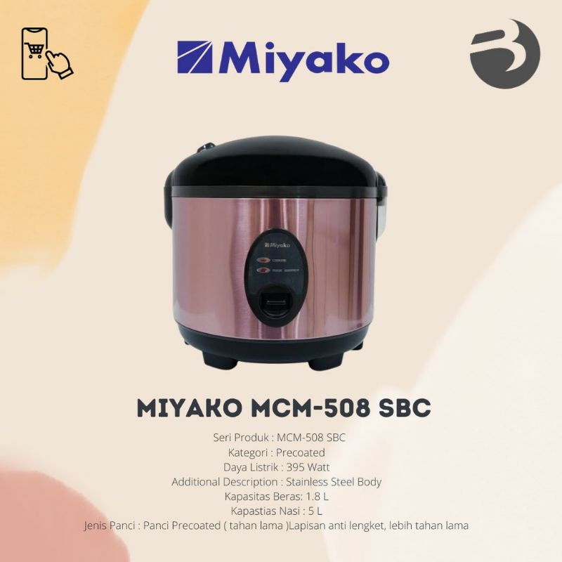 Jual Rice Cooker 1,8L Miyako MCM-508 SBC | Penanak Nasi Miyako 508 SBC ...