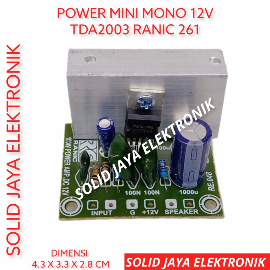 Jual KIT POWER MINI MONO 12V DC TDA2003 12 VOLT V AMPLIFIER AMPLI TDA 2004 RANIC 261 ASLI ...