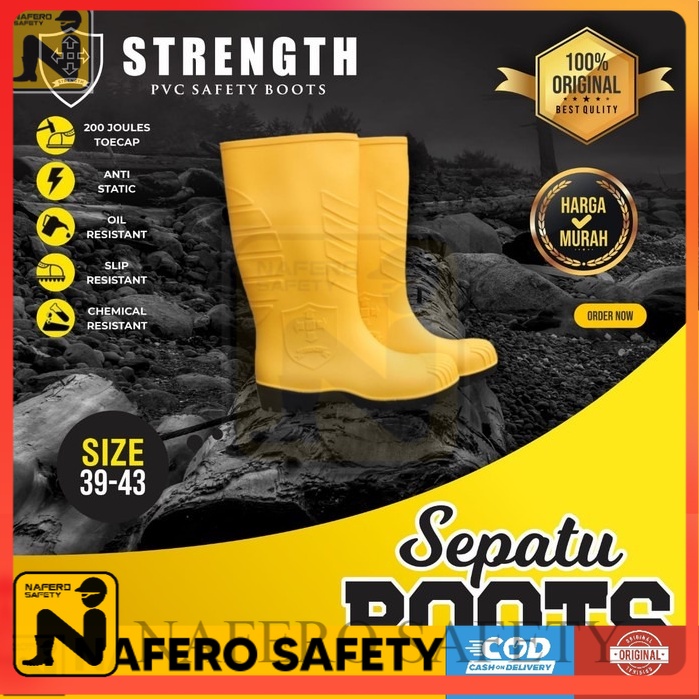 Jual SEPATU SAFETY BOOTS PROYEK PVC UJUNG BESI STEEL TOE STRENGTH SNI ...