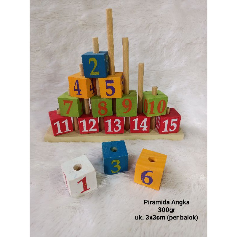 Jual Mainan Kayu Balok Piramida Susun Angka Edukasi | Shopee Indonesia
