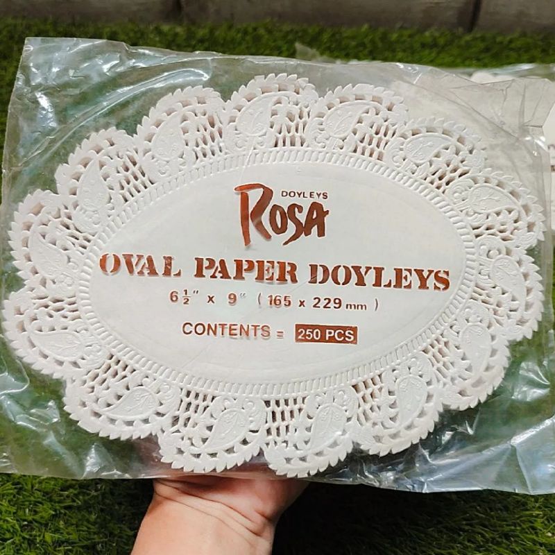Jual oval paper doyleys rosa doilli doley kertas renda nampan kue snack ...