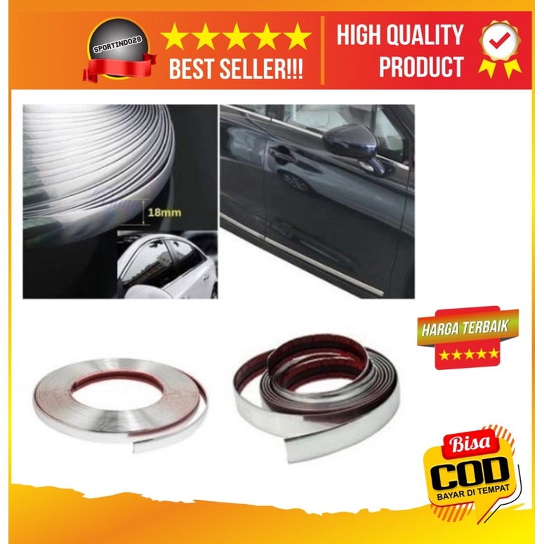 Jual List Moulding Chrome Silver List Jendela Pintu Mobil 15mm | Shopee ...