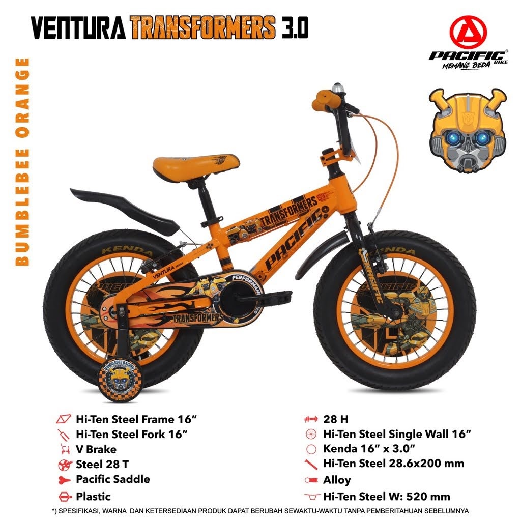 Jual Sepeda BMX Anak Pacific Ventura Transformers Bumblebee Optimus ...
