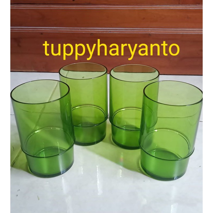 Jual gelas bening deluxe tumbler 400ml tupperware (4) /classy green ...