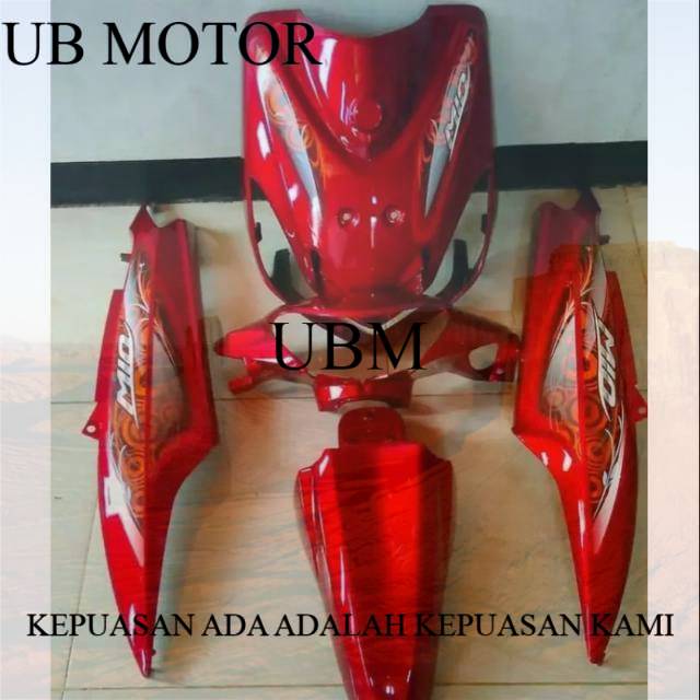 Jual full body halus yamaha mio smile - warna merah cabe plus striping ...