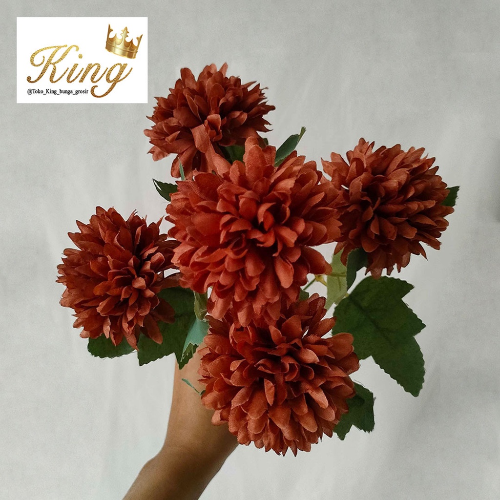 Jual Artificial Flower Pompom Mum 5 Head Bunga Palsu Plastik Buatan ...