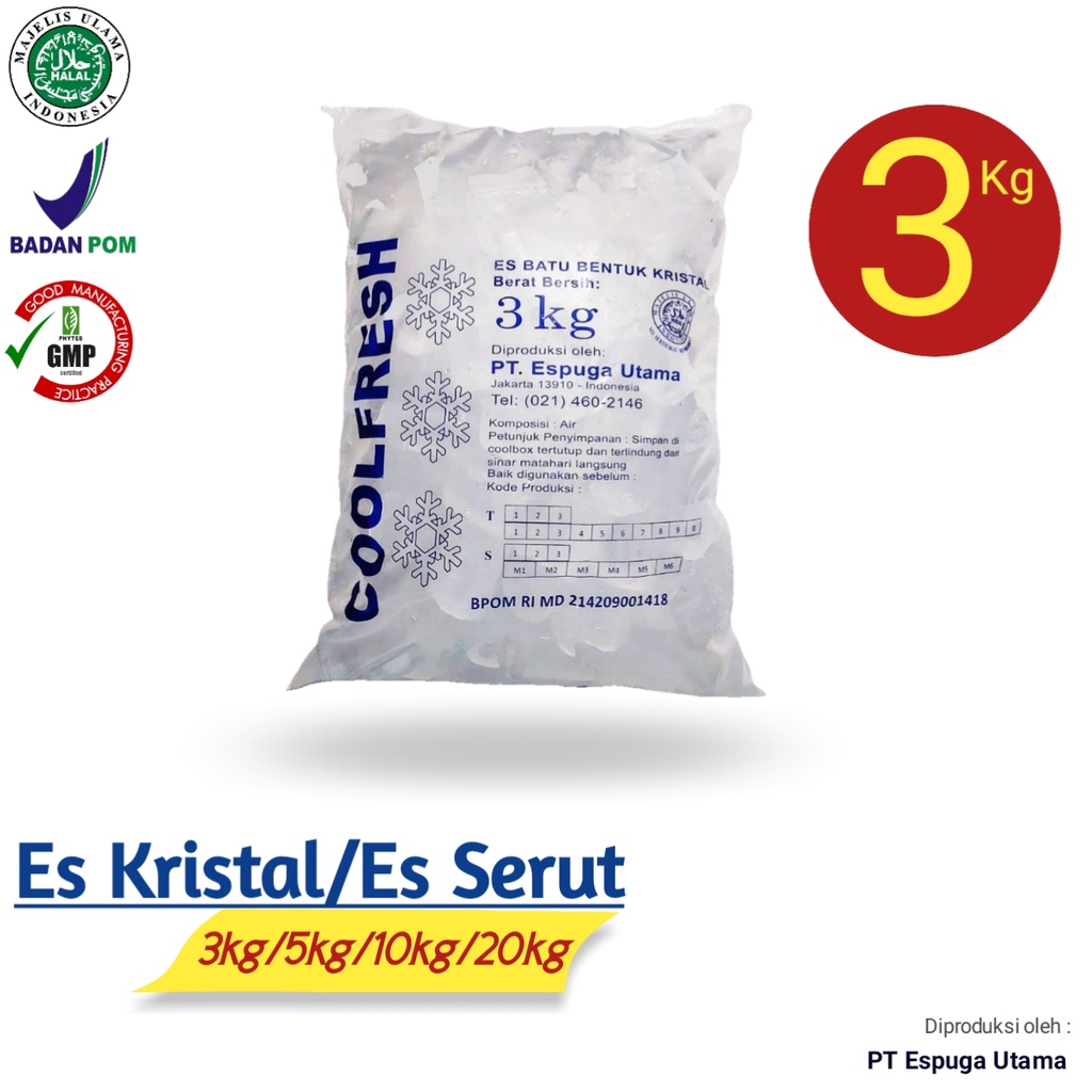 Jual CoolFresh Es Batu Kristal/Serut 3KG BPOM RI | Shopee Indonesia