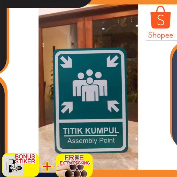 Jual Plang Papan Rambu Titik Kumpul Assembly Point Aluminium 45x60cm ...