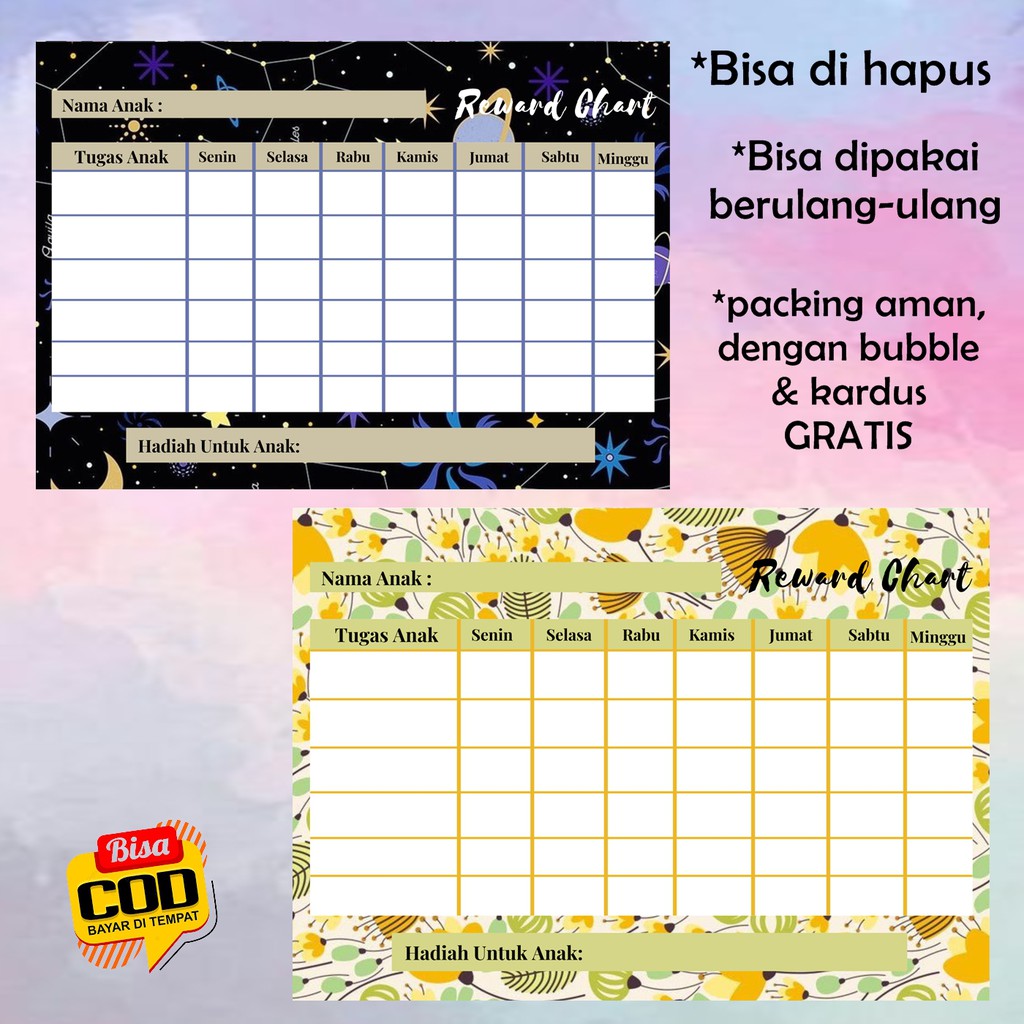 Jual Reward Chart Papan Nilai Anak Wipe Clean Bisa Dihapus | Shopee ...
