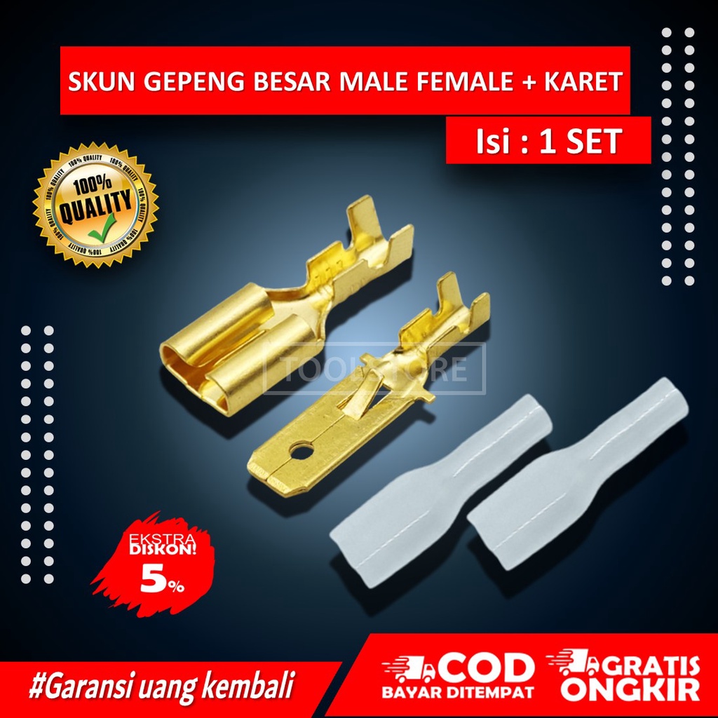 Jual Skun Sekun Gepeng Besar Soket Socket Konektor Kabel Motor Male ...