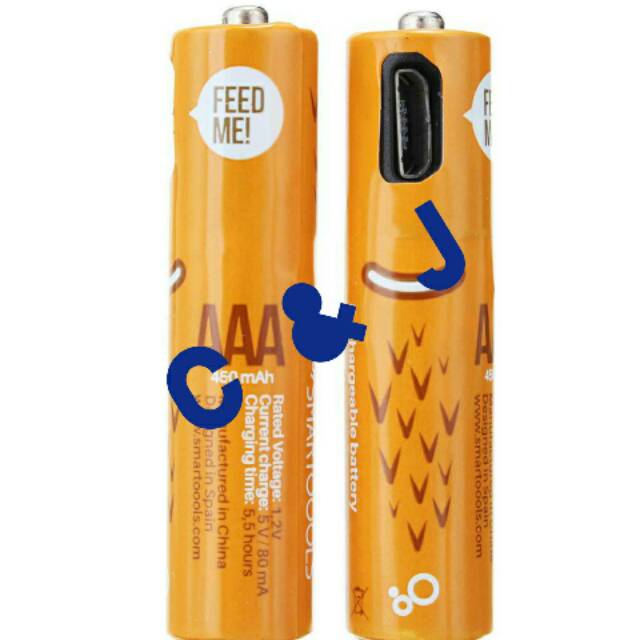 Jual Harga Ecer Baterai Rechargeable MICROUSB ukuran AA (jam) / AAA ...