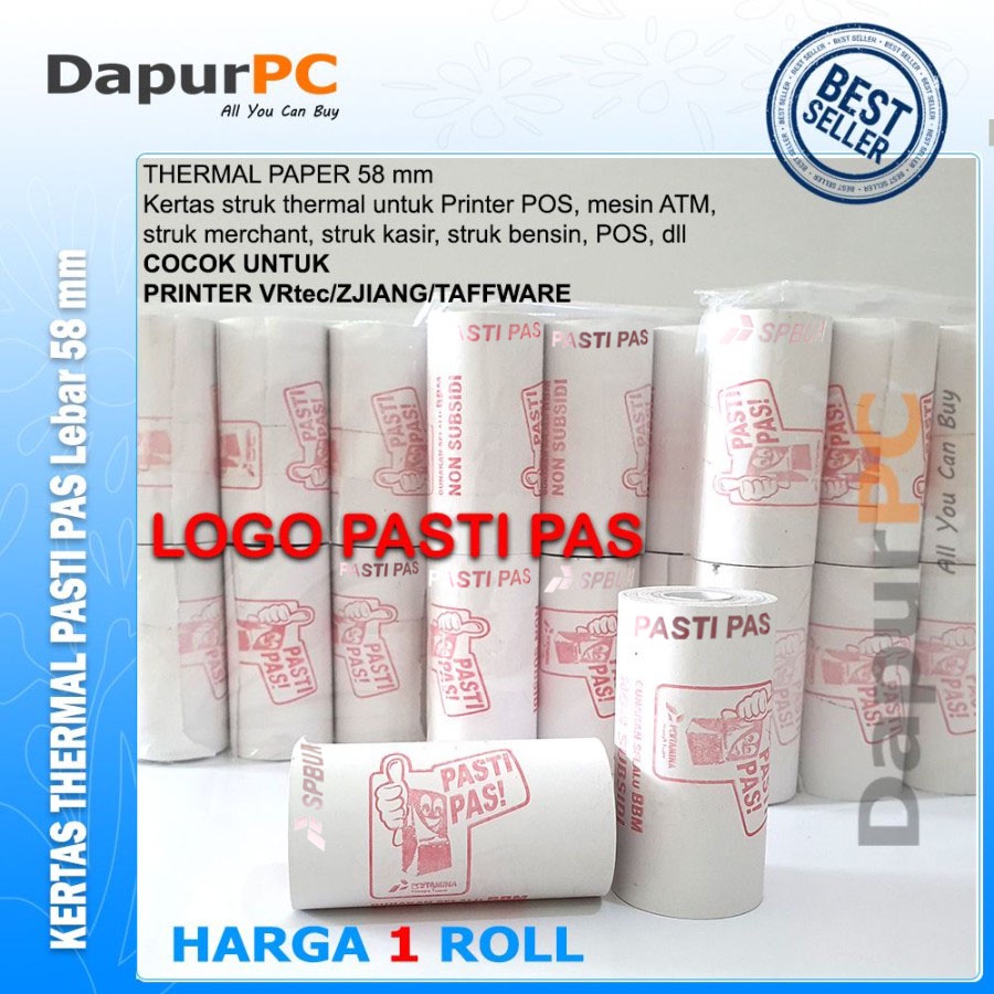Jual Kertas Struk Thermal Logo Pasti Pas Pertamina 58 x 30 mm Kertas ...