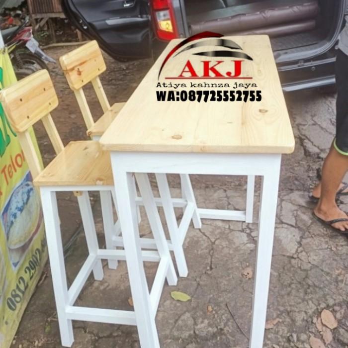 Jual Meja Meja Bar Set+2Bangku Sender Kaki Hitam Putih | Shopee Indonesia