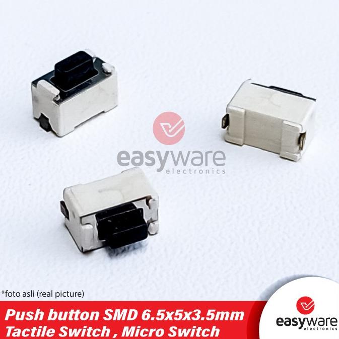 Jual Push Button 6.5x5x3.5mm SMD SMT 2pin Tactile Momentary Micro ...