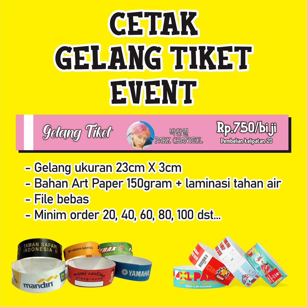 Jual CETAK GELANG TIKET WATERPROOF GELANG EVENT | Shopee Indonesia