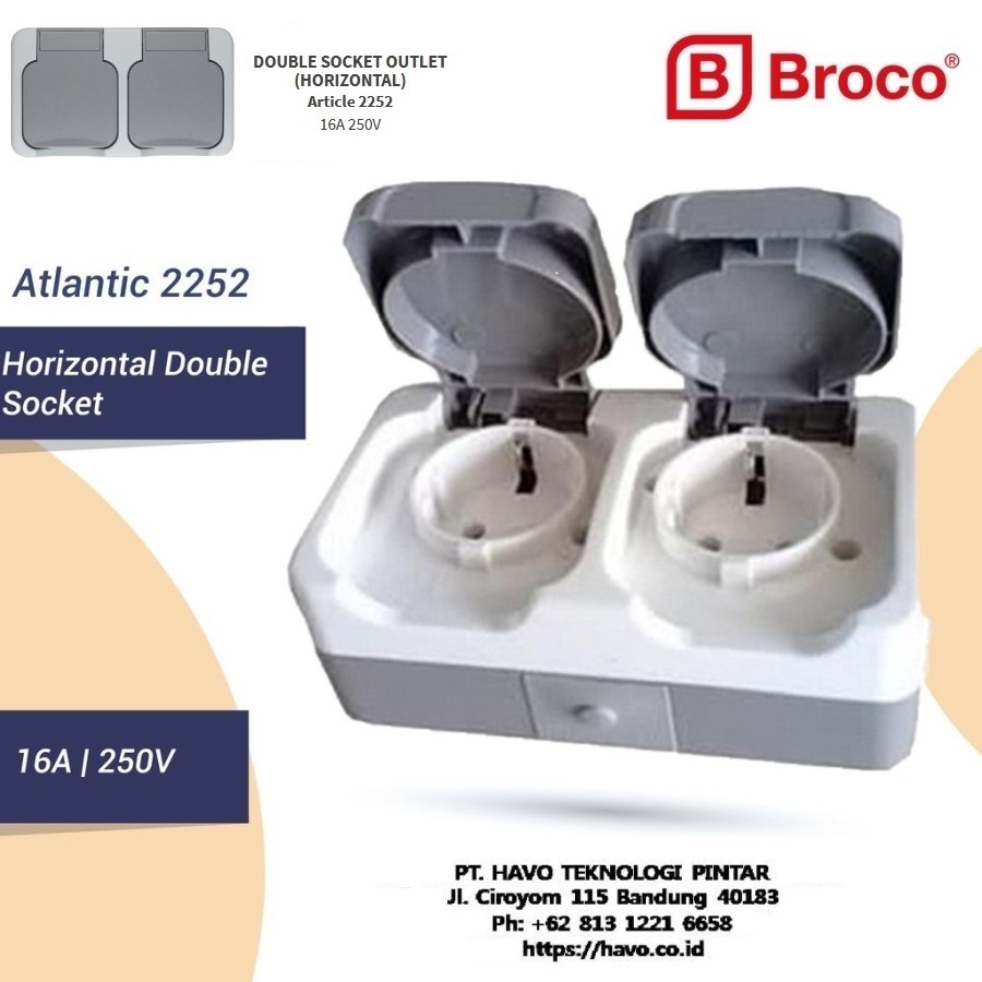 Jual Stop Kontak Waterproof Outlet Double Socket Outbow Broco Atlantic ...