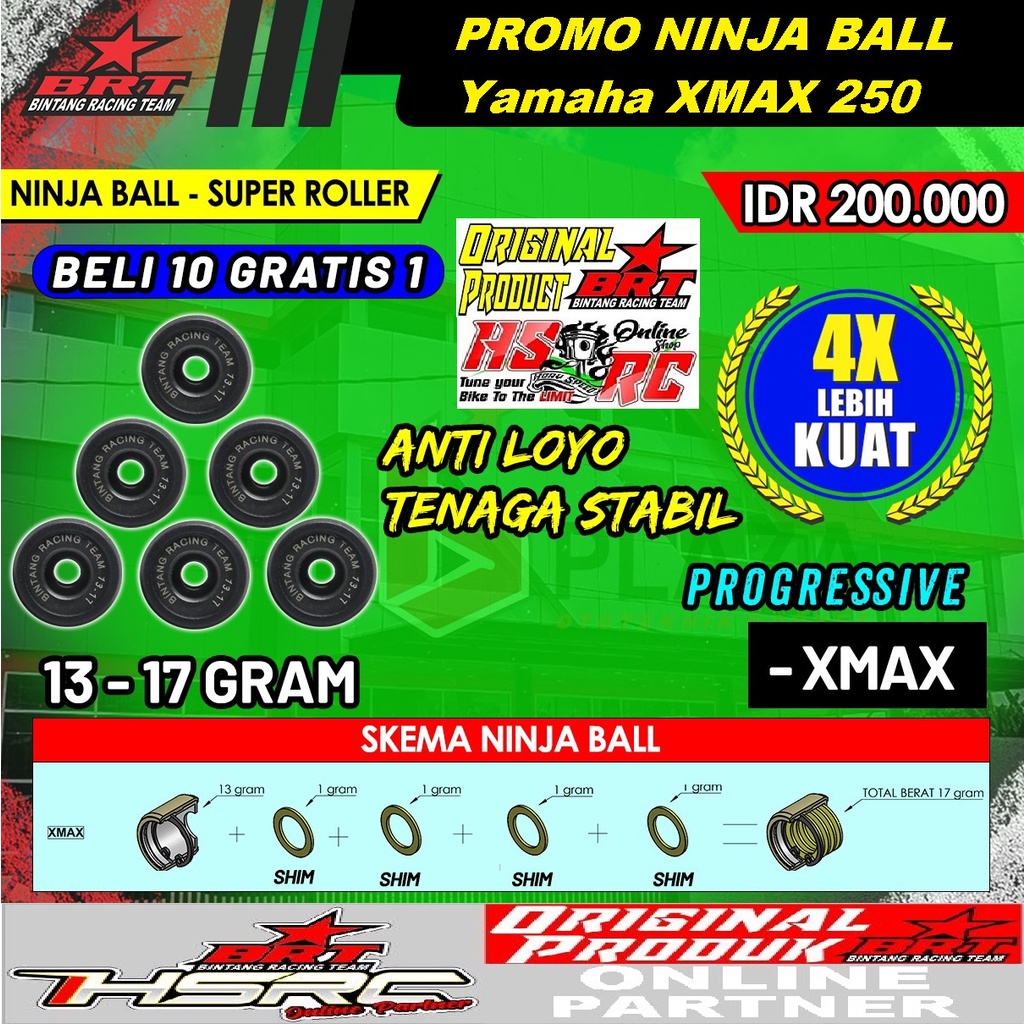 Jual SUPER Roller Racing BRT Ninja Ball Yamaha XMAX 250 cc X-Max Bore ...