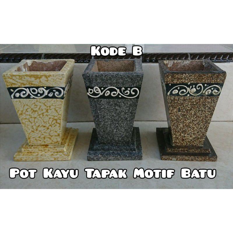 Jual Pot Kayu Tapak Motif Batu kode B Vas Kayu Vas Bunga Motif | Shopee ...