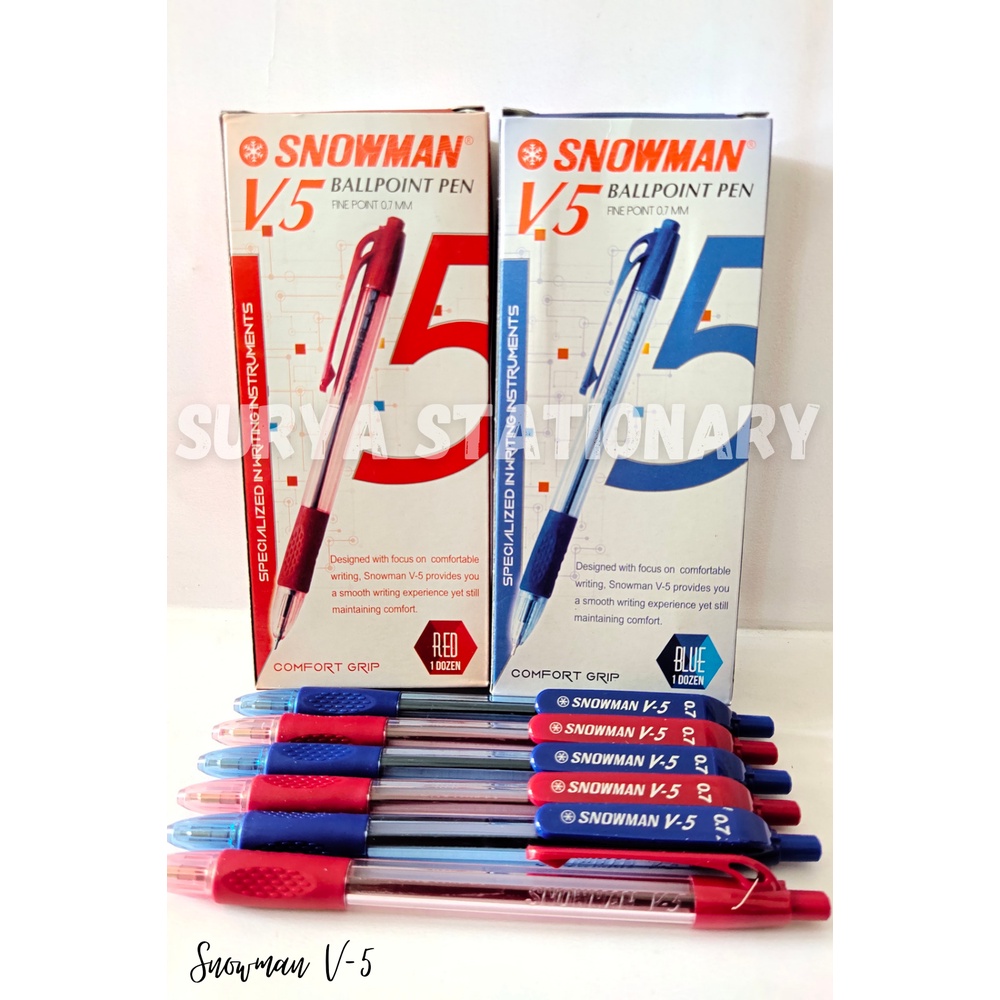 Jual (PAK) PULPEN SNOWMAN V5 / BULPOIN SNOWMAN V5 (12 Pcs) | Shopee ...