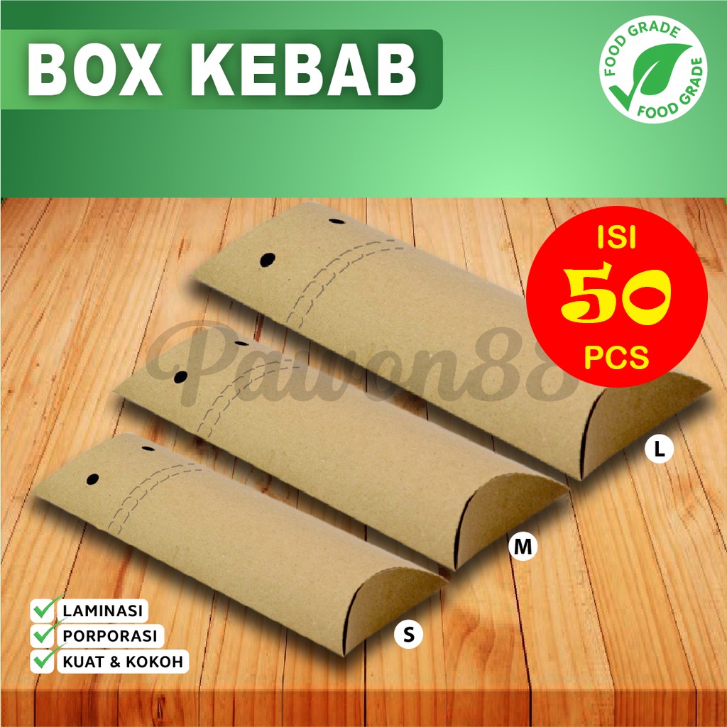 Jual Box Kebab - Dus Kebab - Kotak Kebab KRAFT COKLAT - M (50 pcs ...