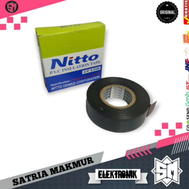 Jual ISOLASI NITTO ISOLASI LISTRIK ISOLASI PVC NITTO 3/4 INC LAKBAN ...