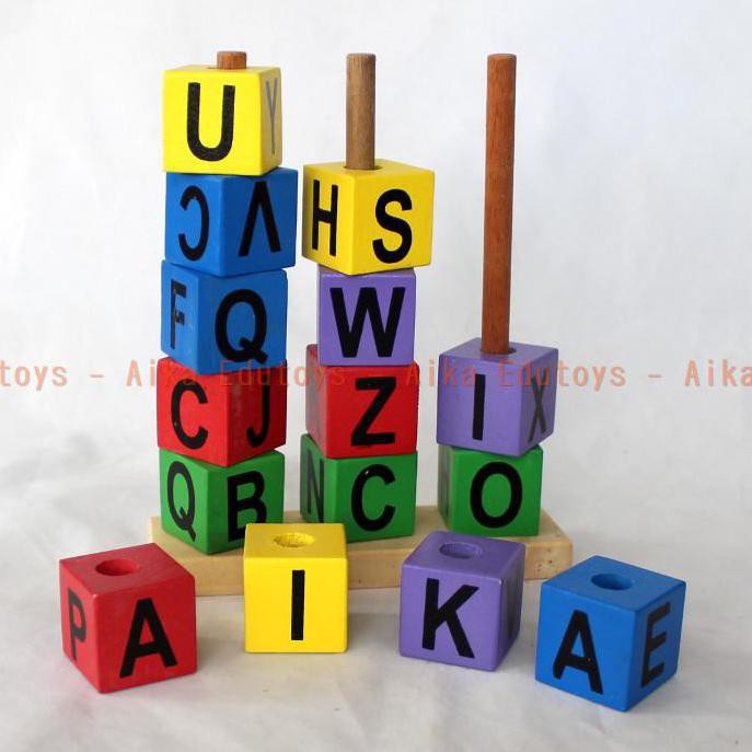 Jual Mainan Menara Huruf / Puzzle Pasak Alfabet Abjad Alphabet ABC ...