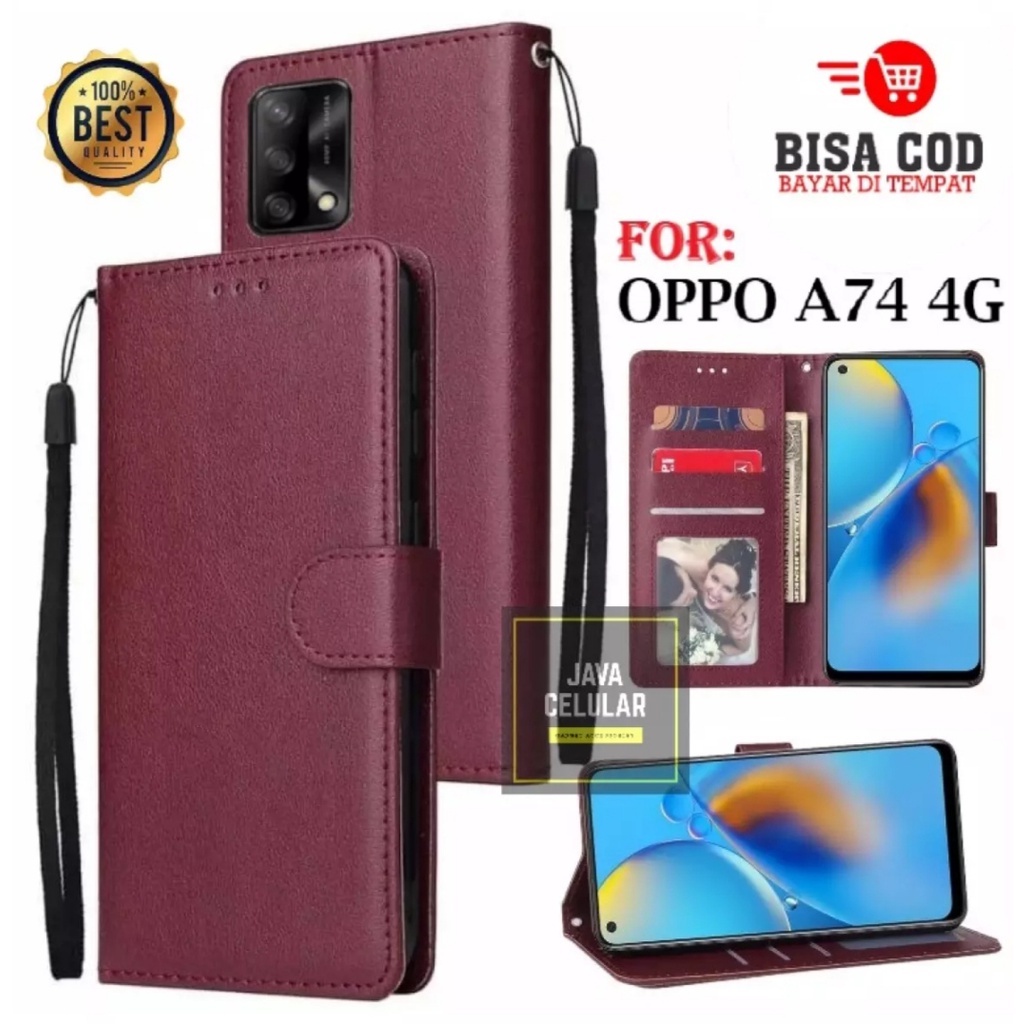 Jual OPPO A74 4G Wallet Case Kulit Casing Flip Cover Case Wallet ...