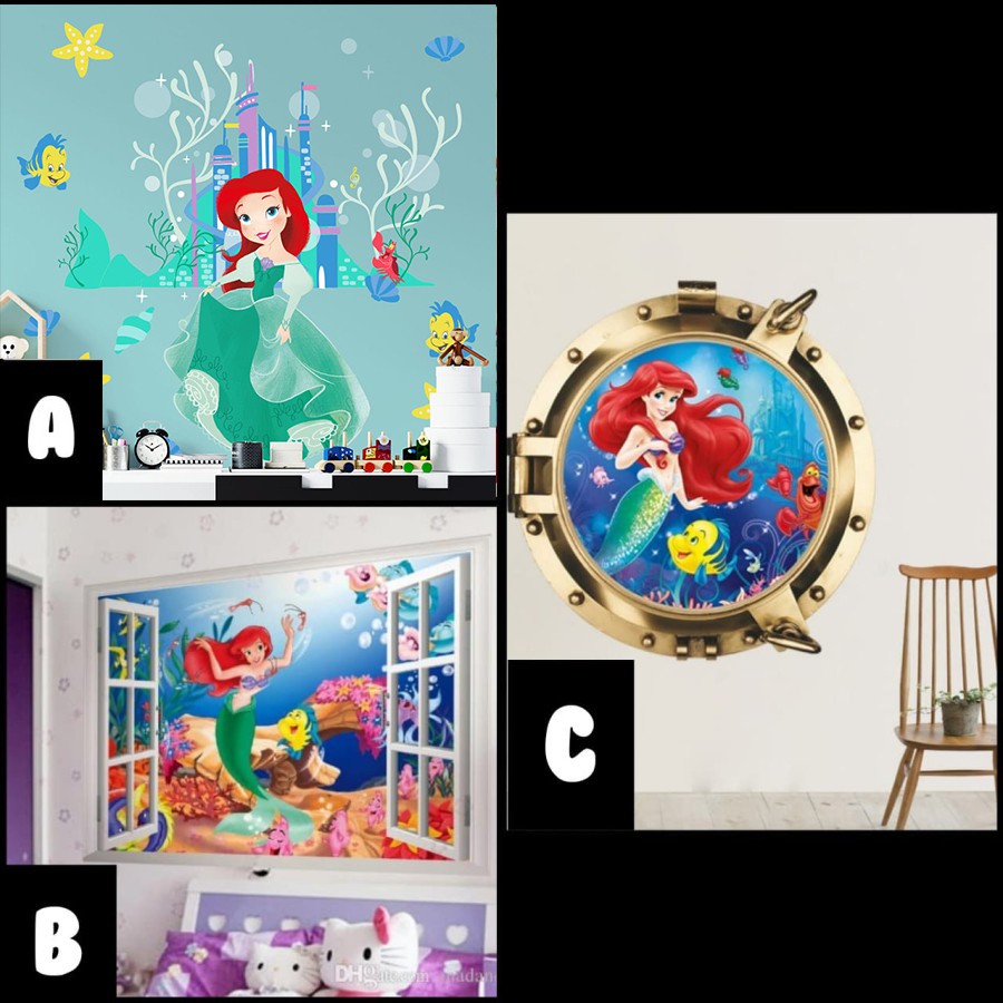 Jual WALLSTICKER STICKER STIKER DINDING KAMAR ANAK LITTLE MERMAID ...