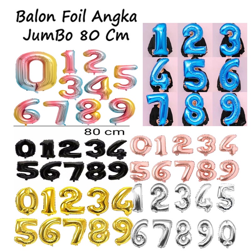 Jual Balon Foil Angka Gold 32 Inch Foil Angka Silver 80 Cm Murah ...