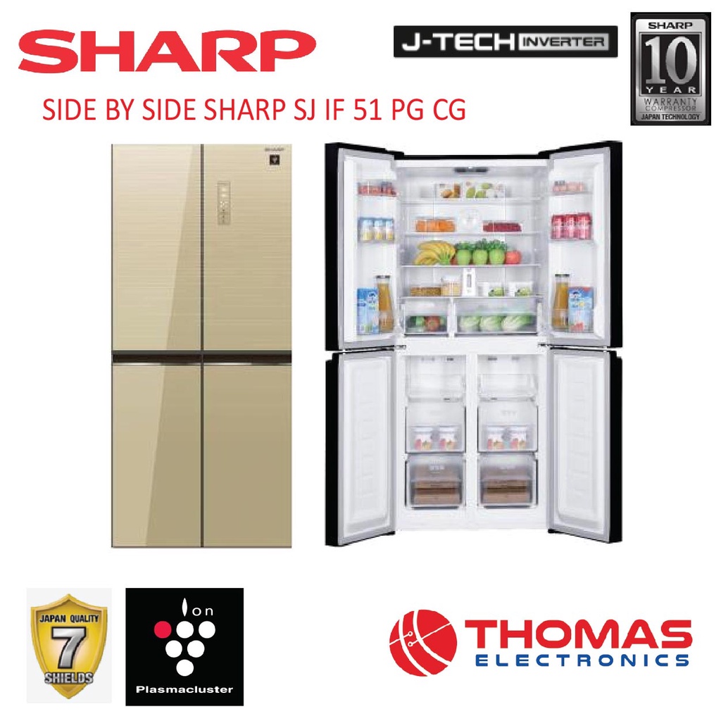 Jual Side By Side Sharp SJ IF 51 PG BK / SJIF51 PG GC Inverter ...