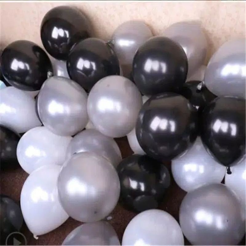 Jual Paket Balon Latex Metalik Mix 30 pcs (hitam, putih, silver ...