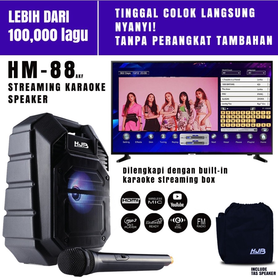Jual KJB HM88 AKF Portable speaker and karaoke player with wireless mic | Shopee Indonesia