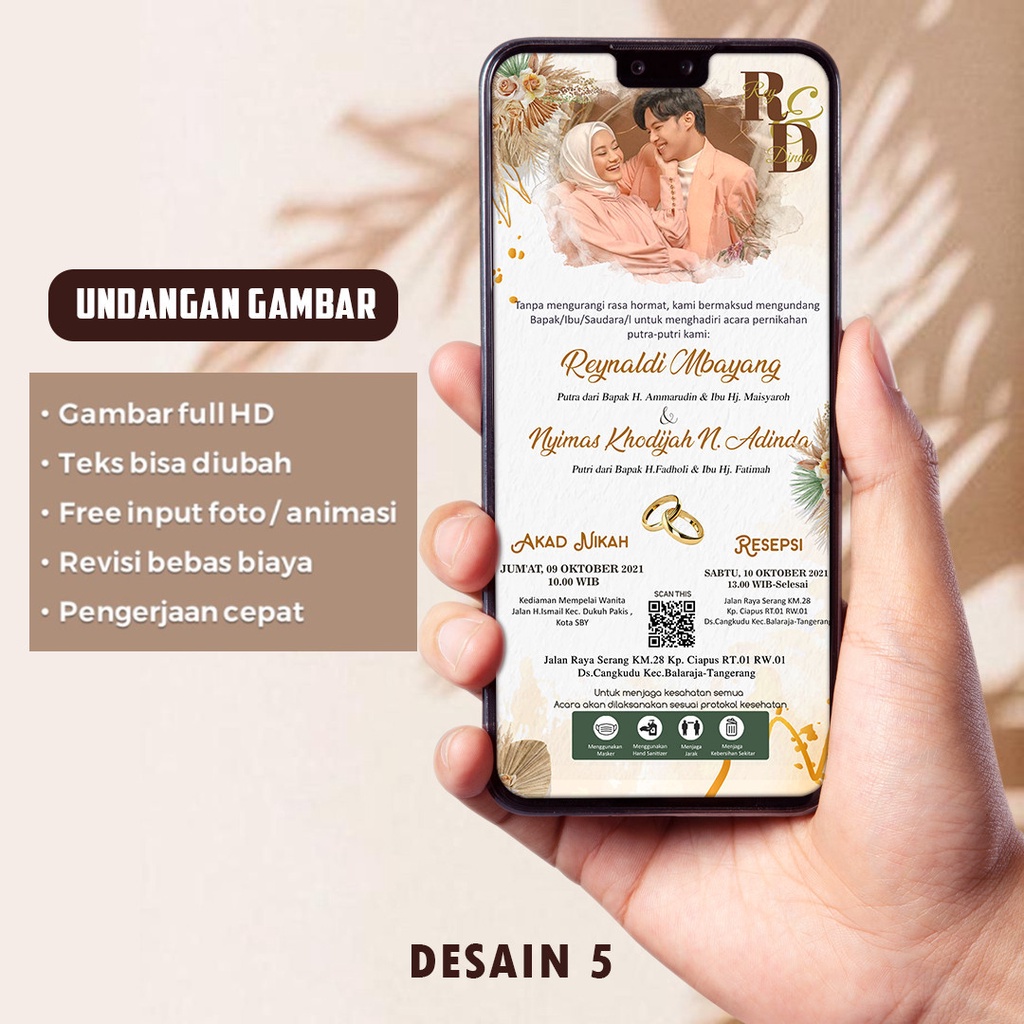 Jual [New Desain] Undangan Digital Pernikahan Gambar Aesthetic Flowers ...