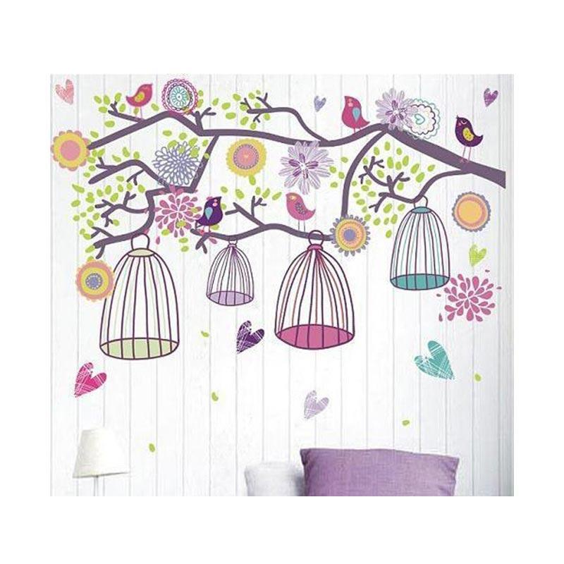 Jual METH WALL STICKER POHON RANTING SANGKAR CAGES BURUNG BIRD FRAME ...