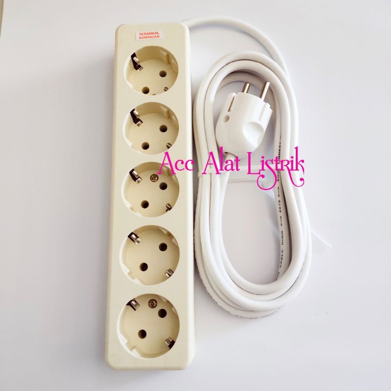 Jual Stop Kontak Uticon 1 2 3 4 5 6 Lubang Terminal Kuningan / Colokan Listrik + Kabel 2 Meter s ...