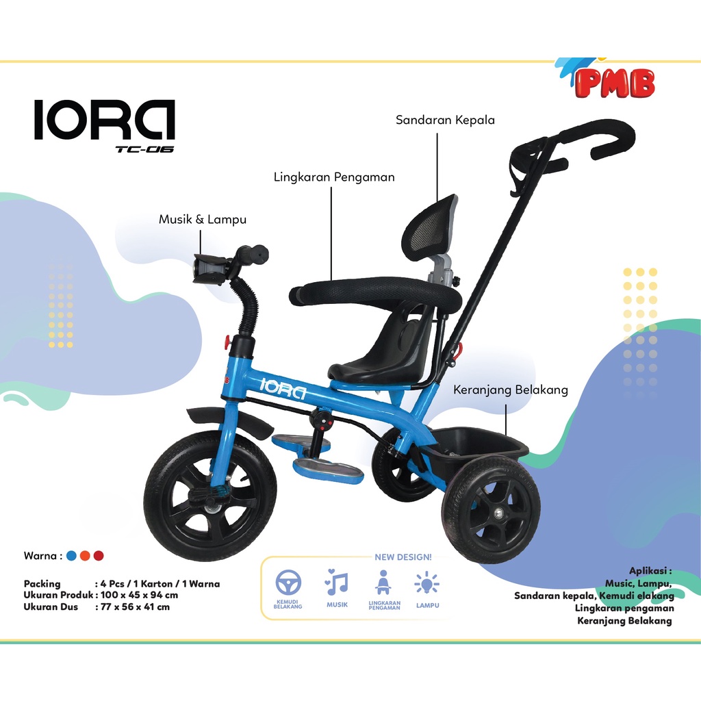 Jual SEPEDA RODA 3 ANAK IORA PMB TC-06 | Shopee Indonesia