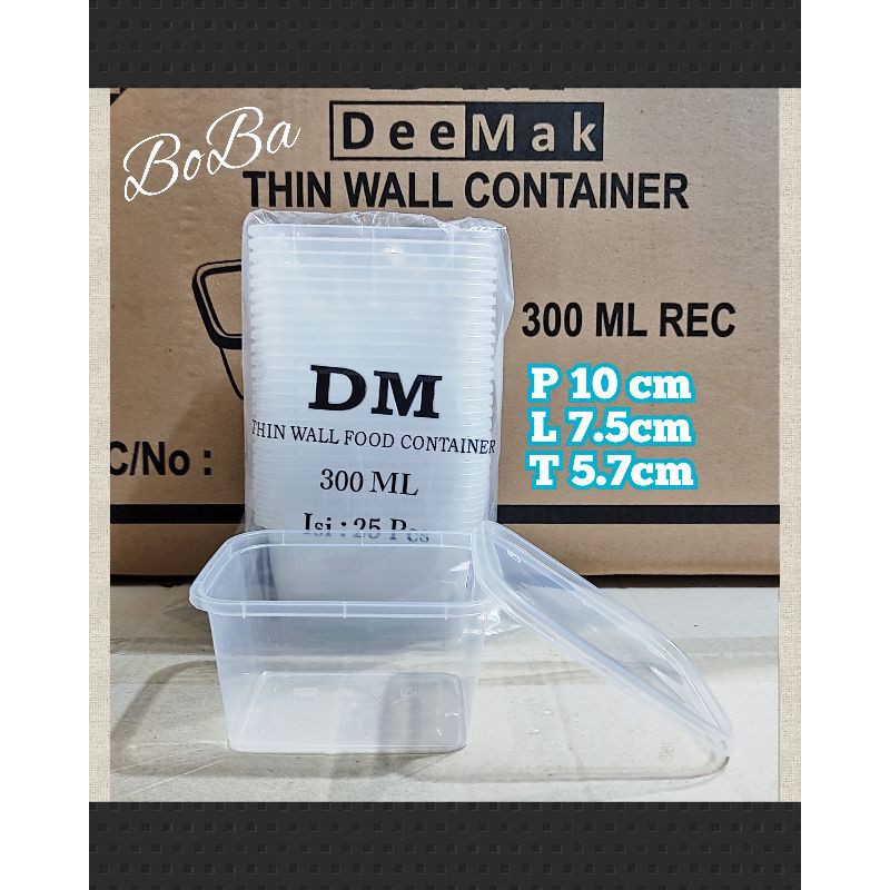Jual 1 Dus Thinwall DM 300 ML Rec Container kotak Persegi | Shopee ...